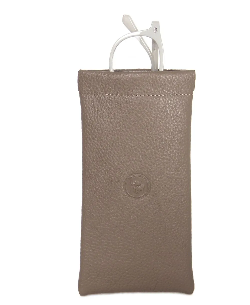 נרתיק למשקפיים מעור נאפה אפור - NAPPA